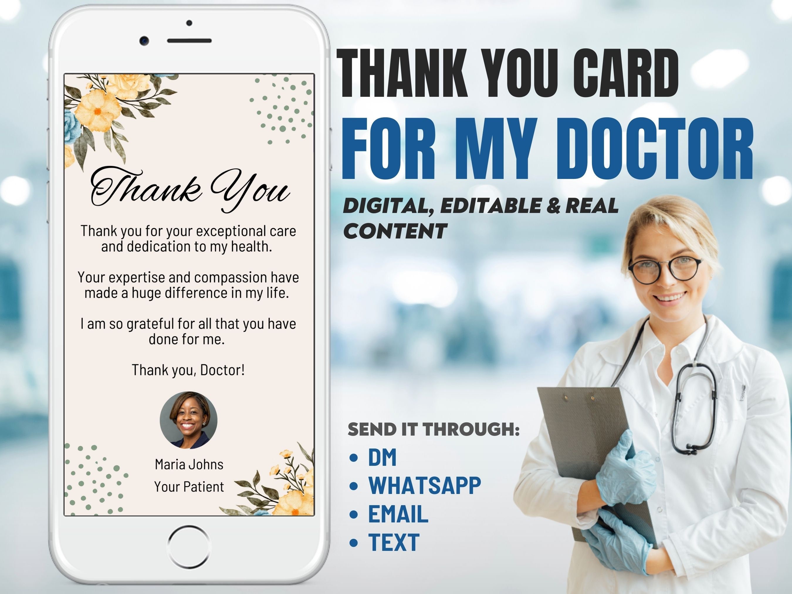 Thank You Card for Doctors | Digital Thank You Card for Nurses ...