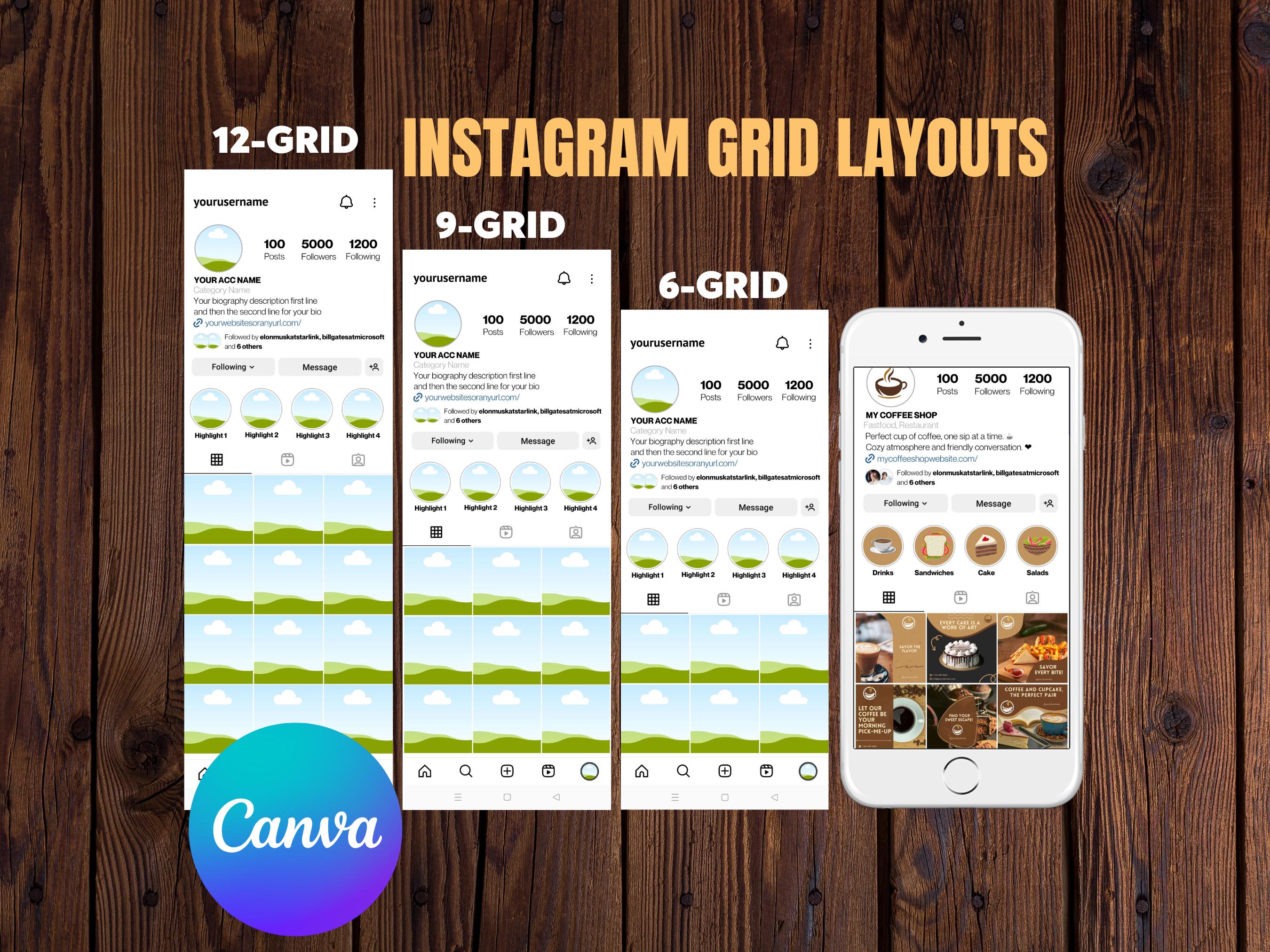 Post Template Mockup | Ig Profile Mockup | Instagram Layout Grid ...