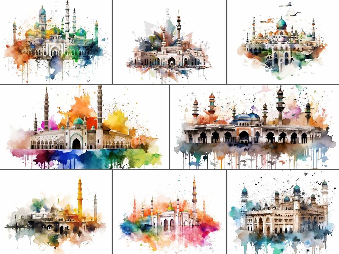 8 X AI Generated Islamic Art Patterns / Mosque Clipart in PNG Format AI ...