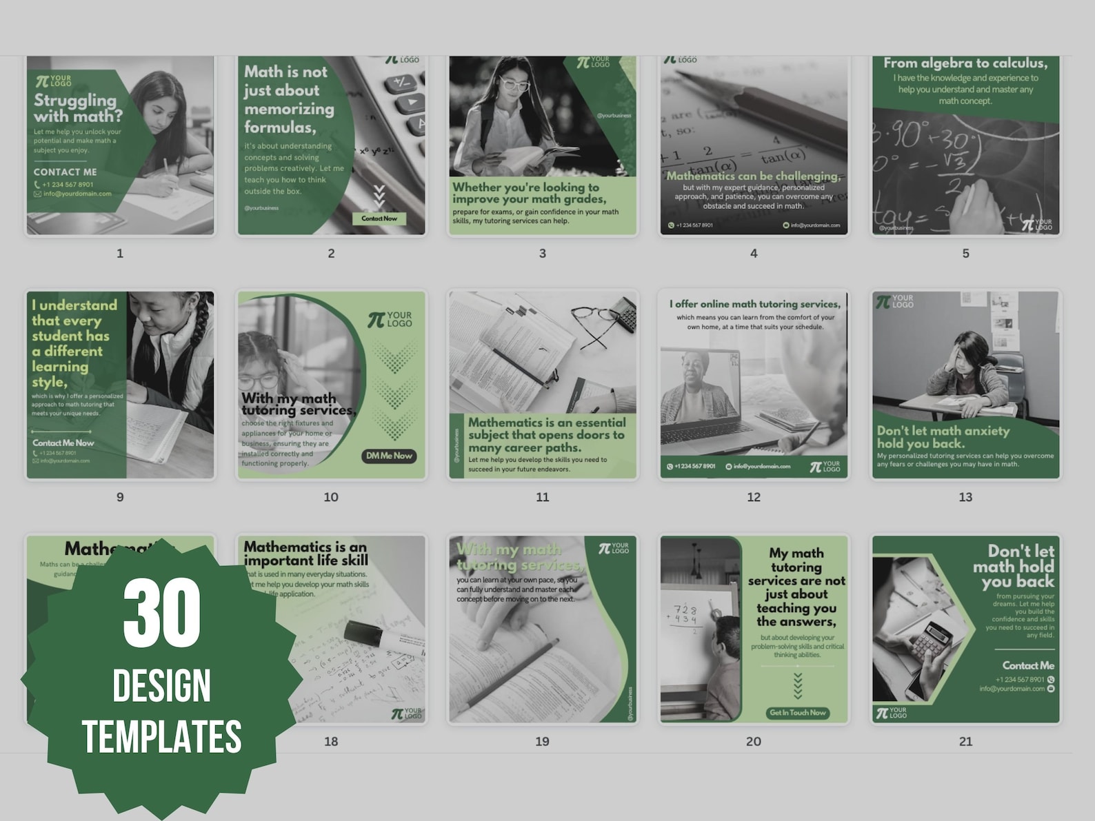 Social Media Templates for Math Tutors | Social Media Content for Math ...