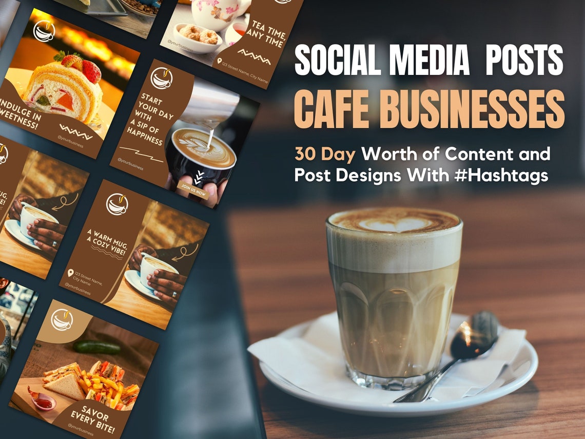 Social Media Templates for Cafes Content Hashtags 30 X - Etsy