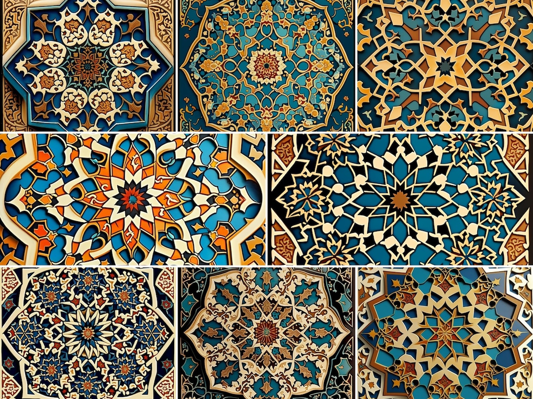 8 X AI Generated Images of Islamic Art / Islamic Tile Designs in PNG ...
