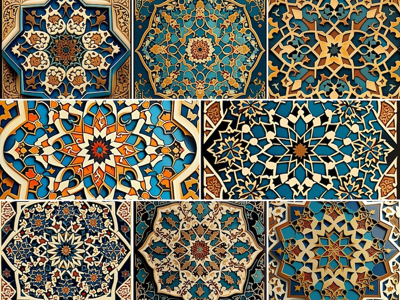8 X AI Generated Images of Islamic Art / Islamic Tile Designs in PNG ...