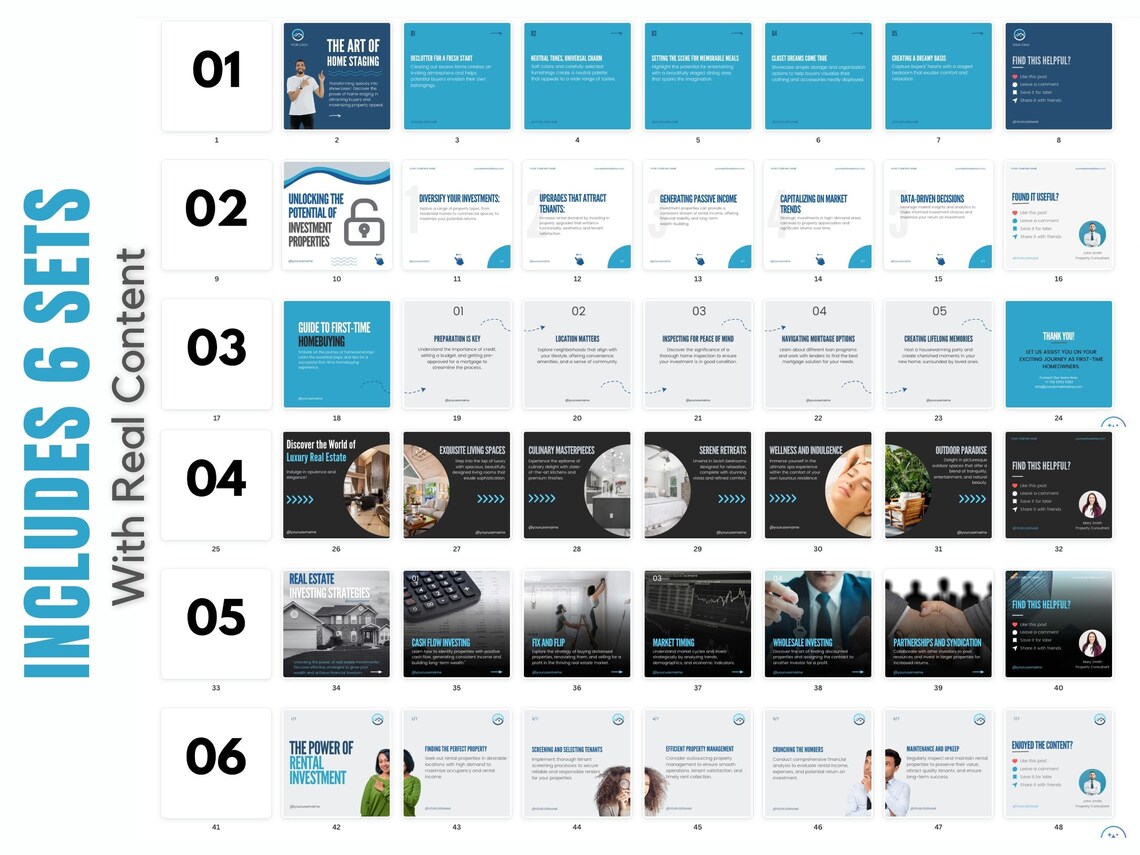Real Estate Instagram Carousels Real Estate Instagram Templates Real ...