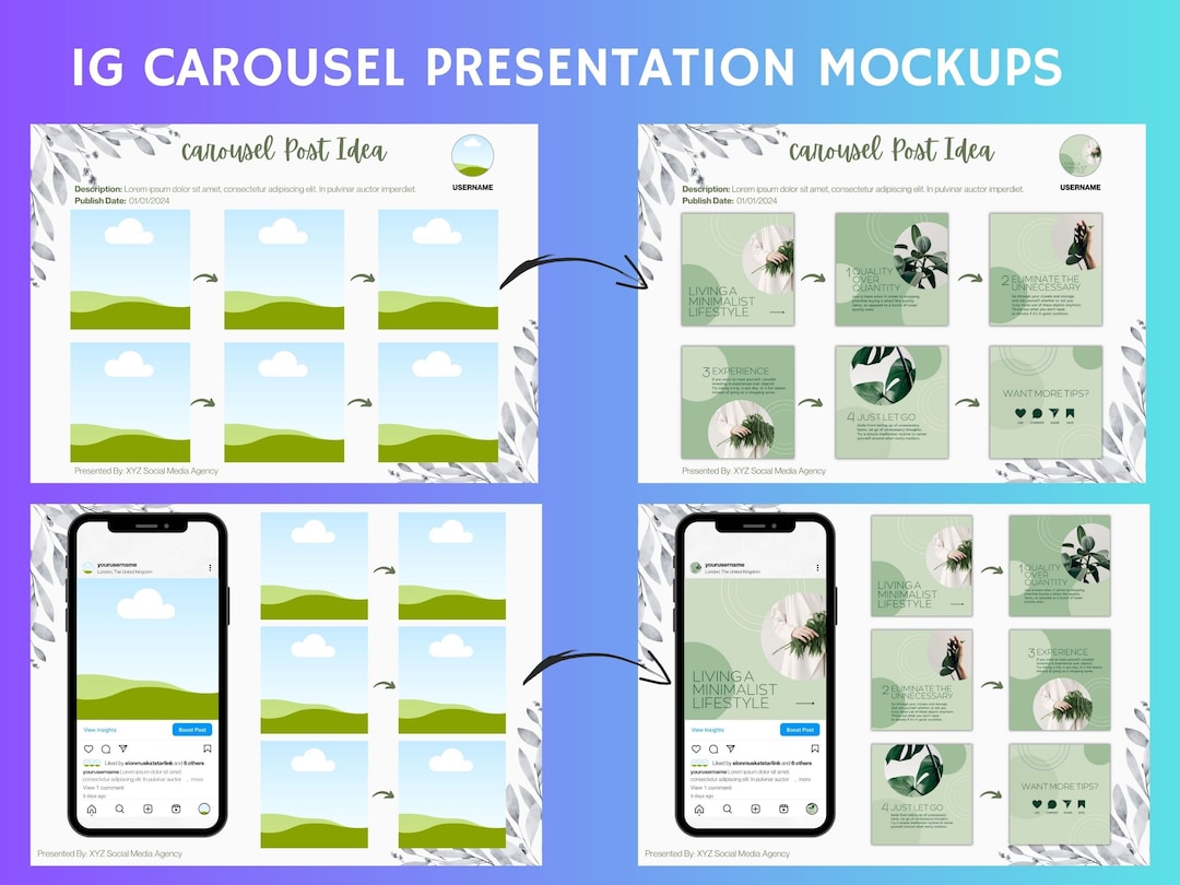 Instagram Carousel Mockup | Carousel Feed Mockup | Instagram Carousel ...