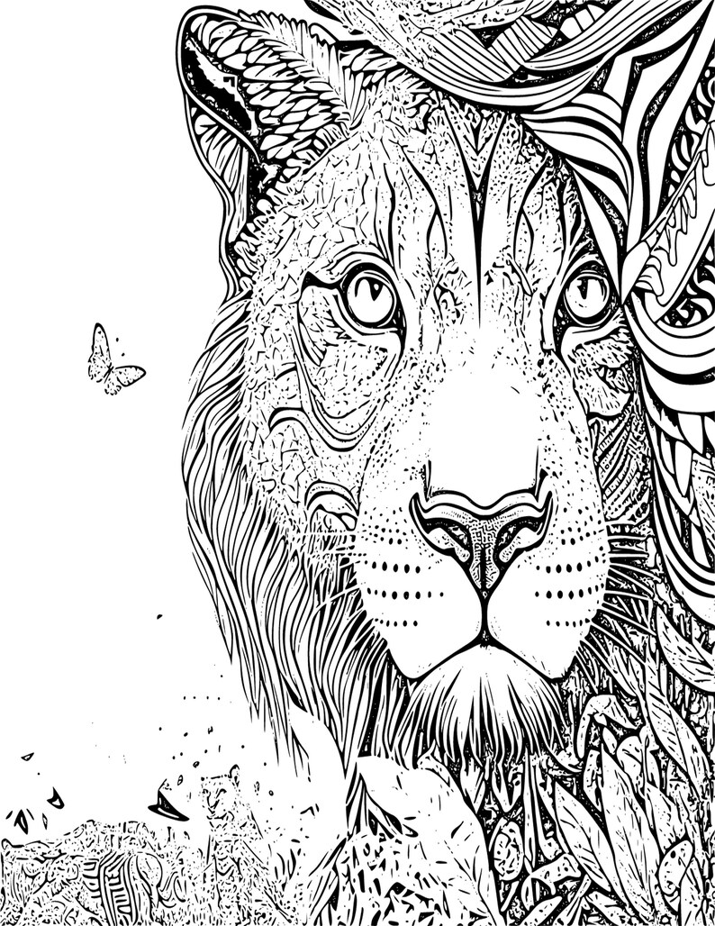 Jungle Animals: Adult Coloring Pages Coloring Pages Download PDF Animal ...
