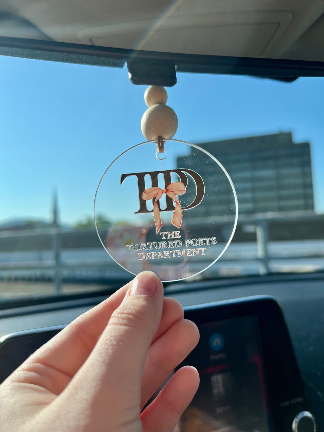 The Tortured Poets Department TTPD Pink Bow Coquette Car Charm Acrylic ...