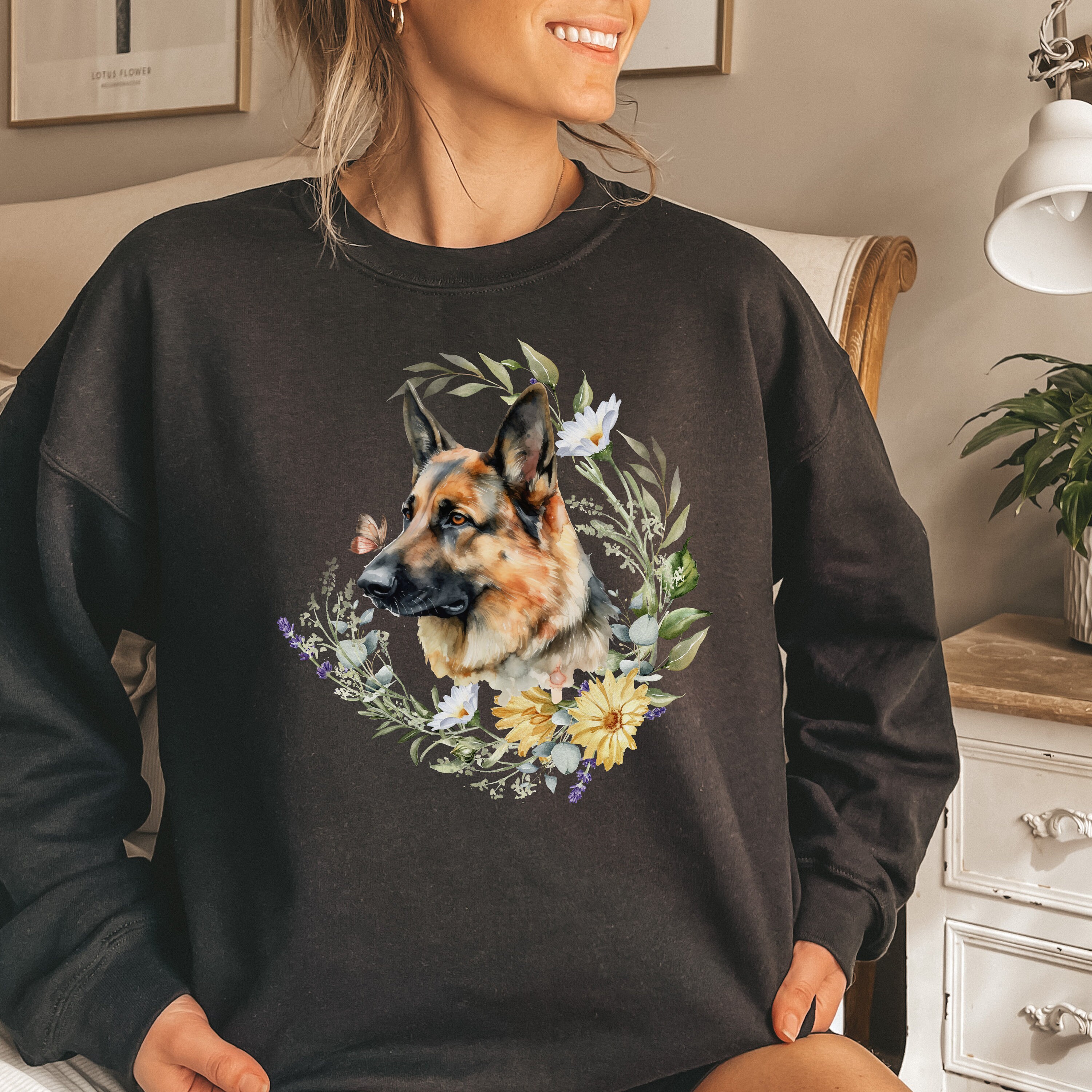 German Shepherd Sweatshirt Floral German Shepherd Mom Shirt Floral ...