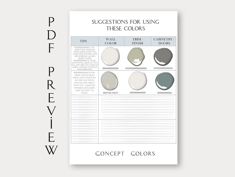 Repose Gray Color Palette, Sherwin Williams, Whole House Paint, Neutral ...