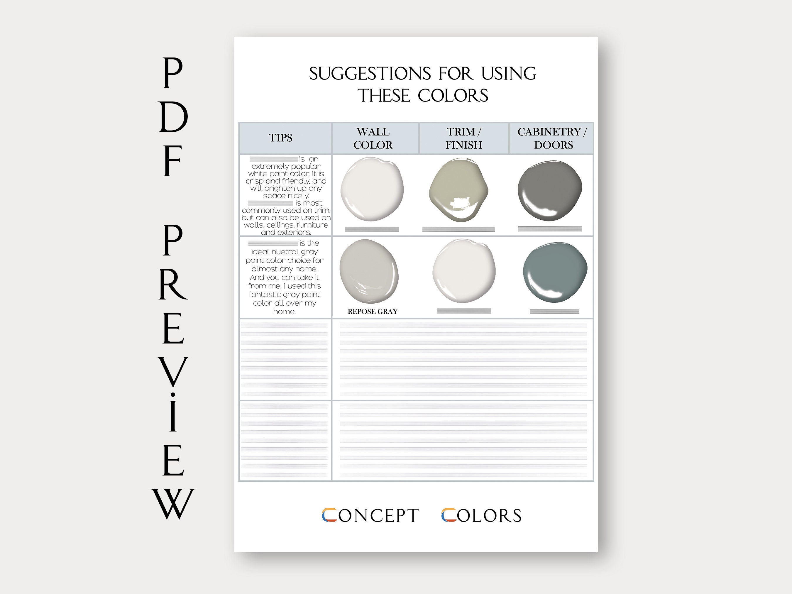Repose Gray Color Palette, Sherwin Williams, Whole House Paint, Neutral ...