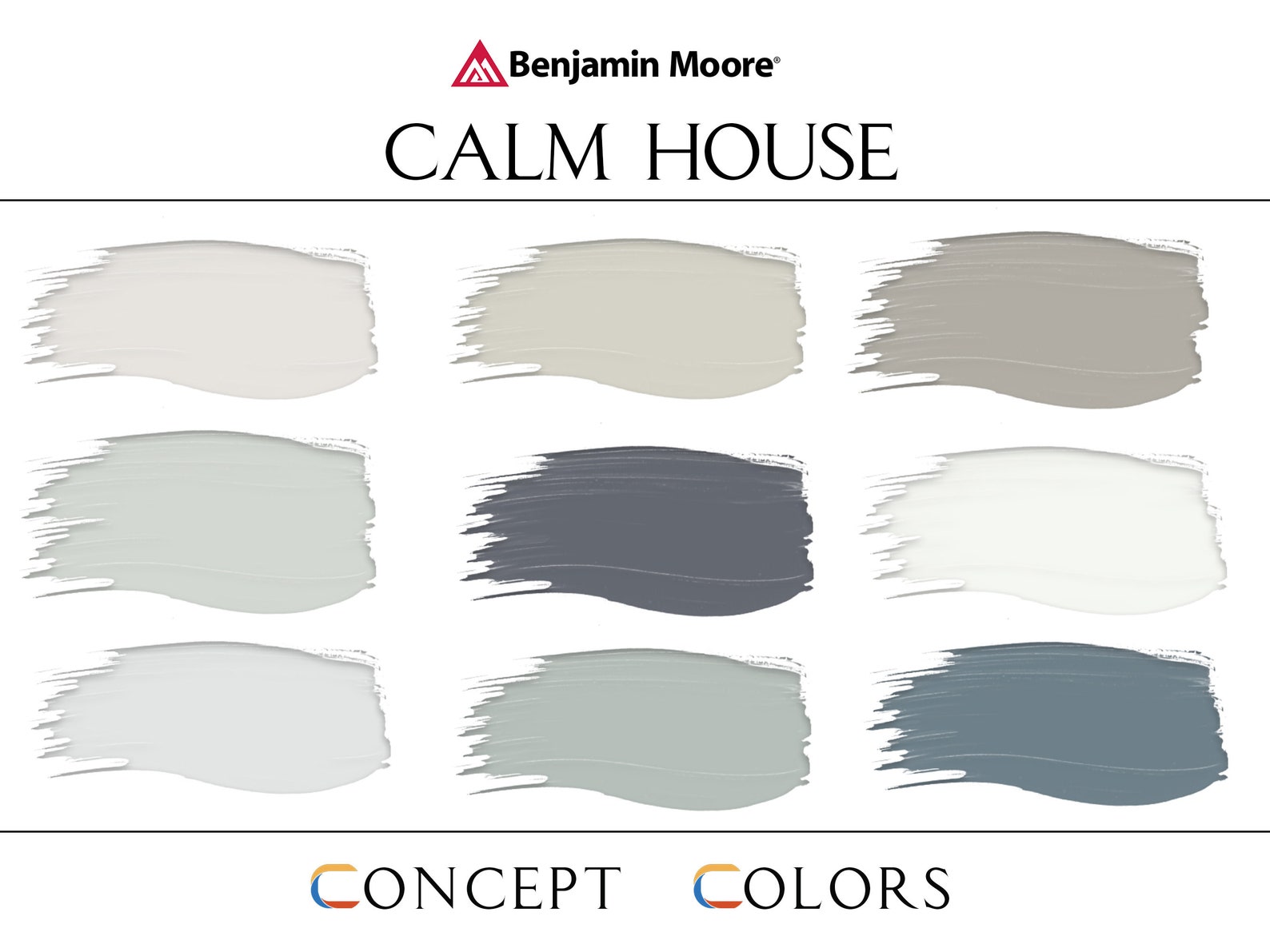 Calm House Paint Palette Benjamin Moore Calm Review Coastal - Etsy