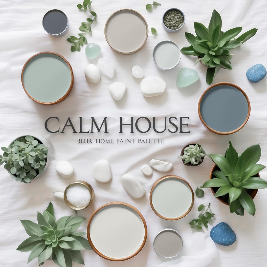 Calm House Paint Palette, Behr, Coastal Beach Color Scheme, Whole Home ...