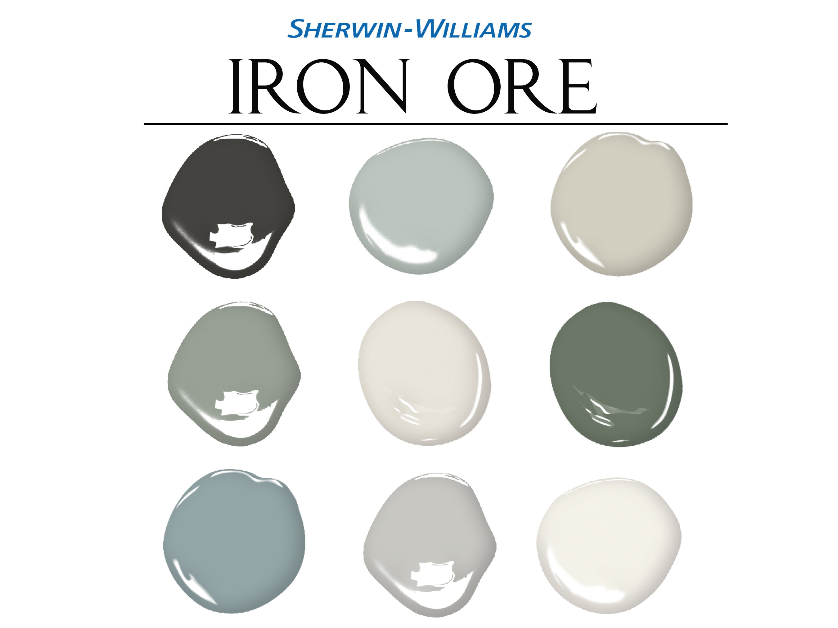 Sherwin Williams Iron Ore Palette Iron Ore Kitchen Cabinets - Etsy Sherwin Williams Iron Ore Palette Iron Ore Kitchen Cabinets - Etsy