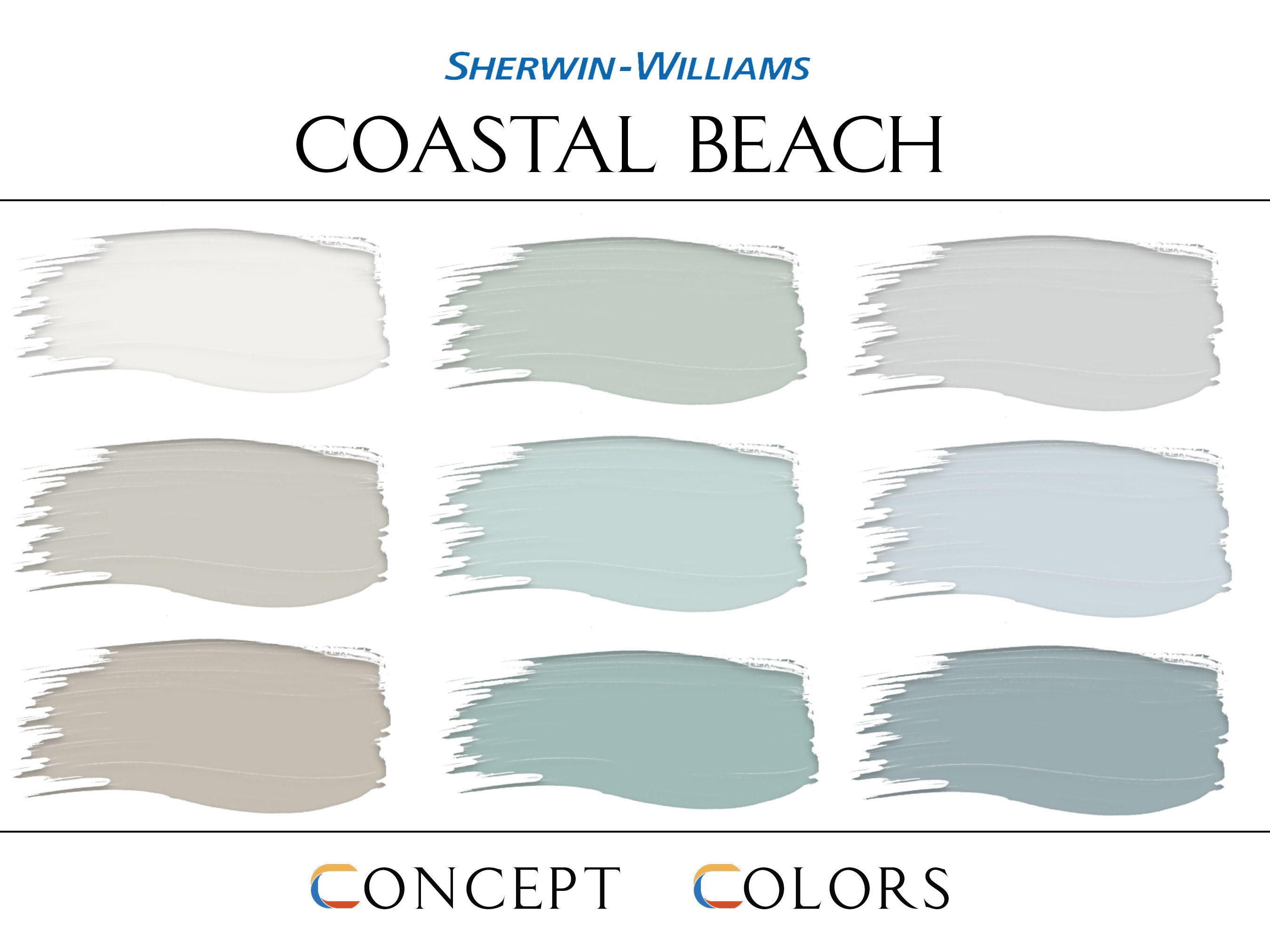 Sherwin Williams Coastal Beach Paint Palette Coastal Beach - Etsy
