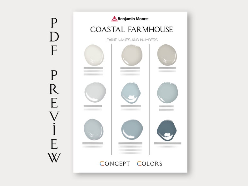 Coastal Farmhouse Paint Palette, Benjamin Moore, Whole House Paint ...