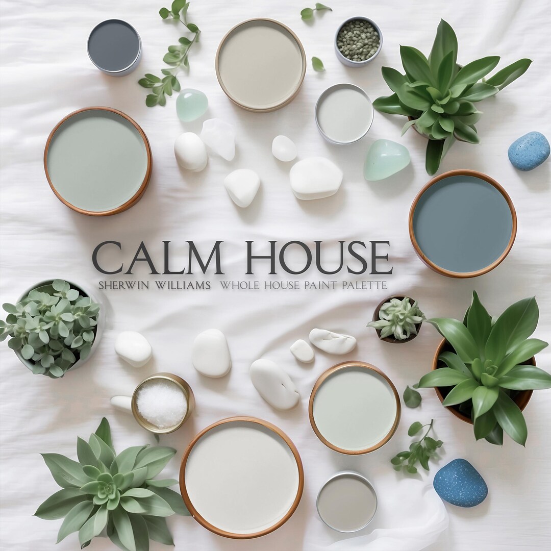 Calm House Paint Palette, Sherwin Williams, Calm Coastal Paint, Whole ...