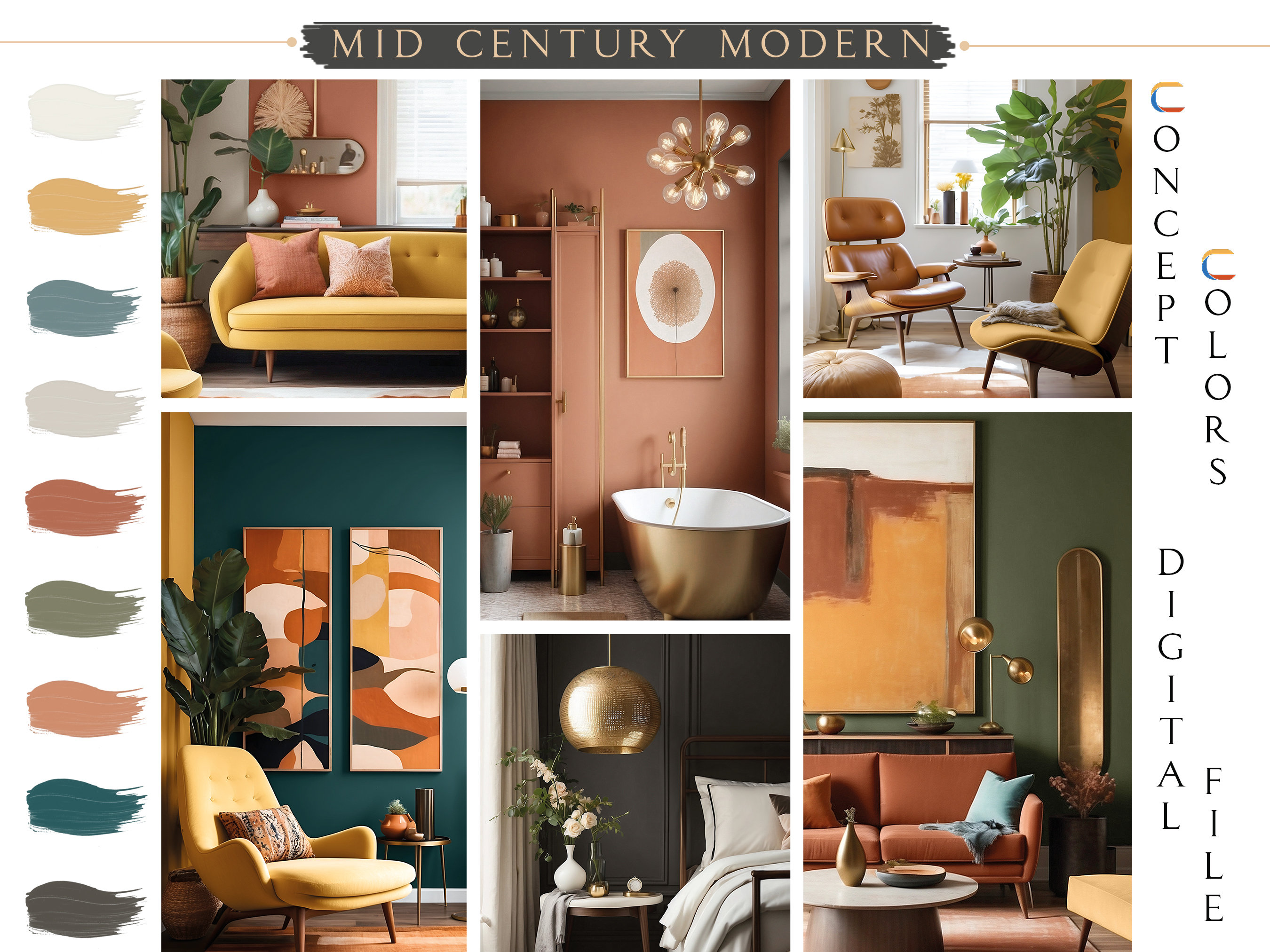 Benjamin Moore, Mid Century Modern Palette, Interior Paint Color, Mid ...