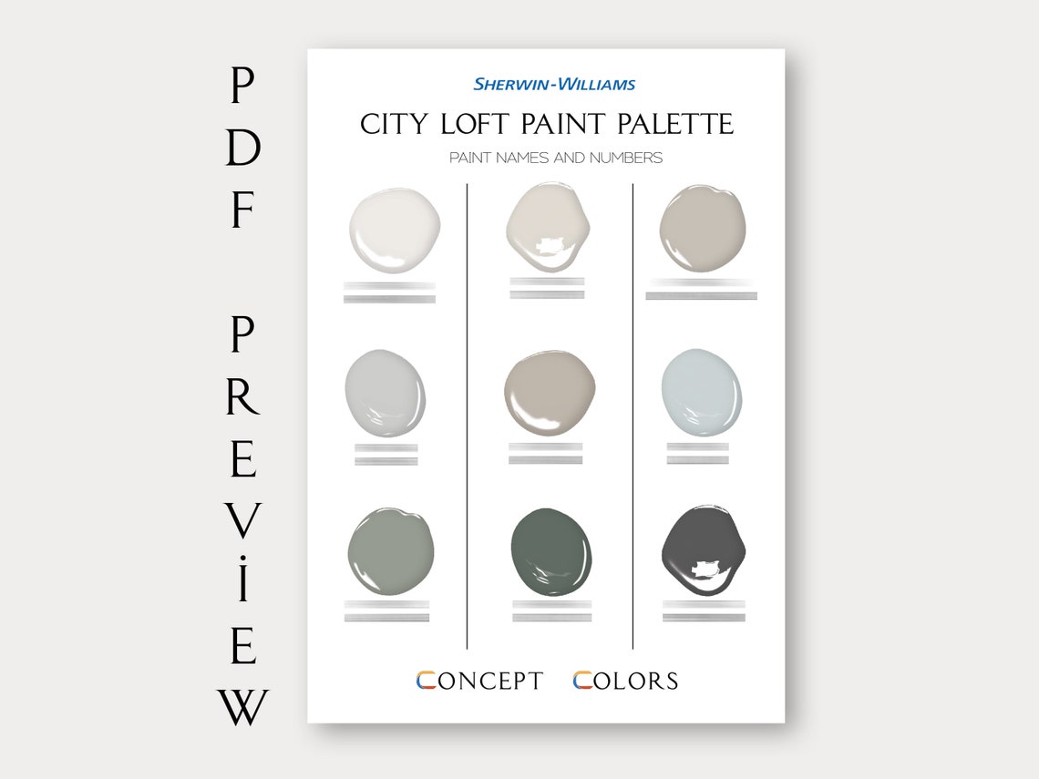 Sherwin Williams City Loft Paint Palette Complementary Whole - Etsy