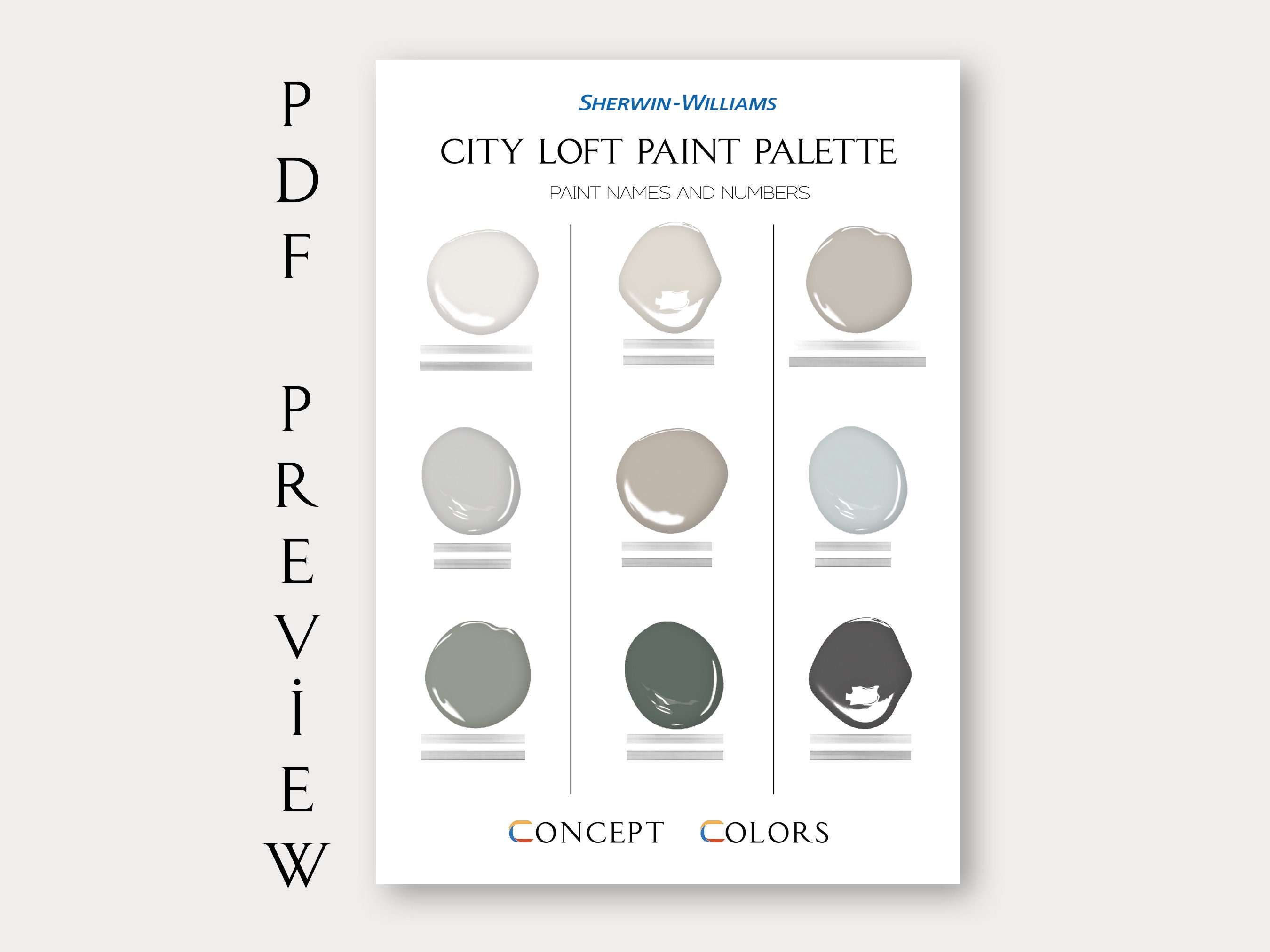 Sherwin Williams City Loft Paint Palette Complementary Whole - Etsy