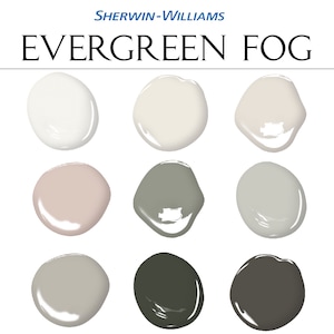Sherwin Williams Evergreen Fog Paint Palette: Whole Home Paint Colors ...