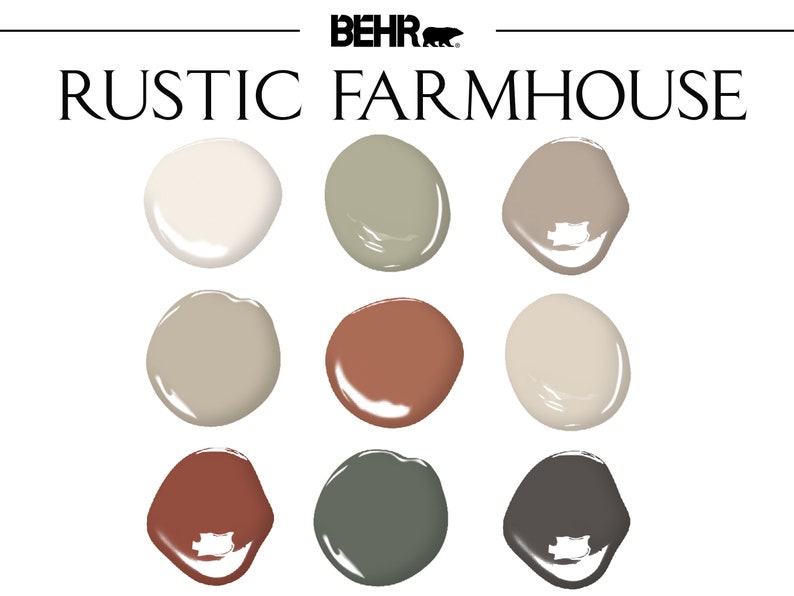 Rustic Farmhouse Paint Palette Behr Paint Guide Whole House - Etsy