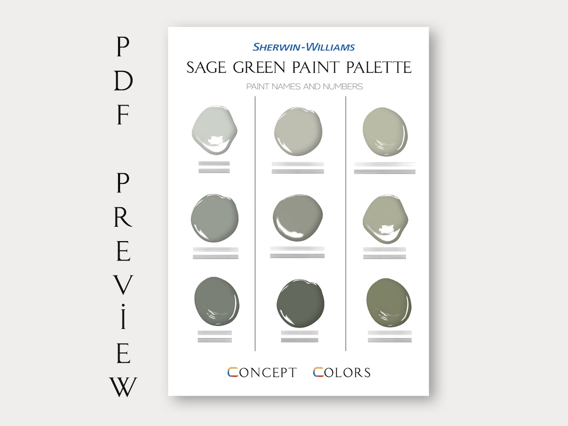 Sage Green Paint Palette, Sherwin Williams, Whole House Paint Colors ...