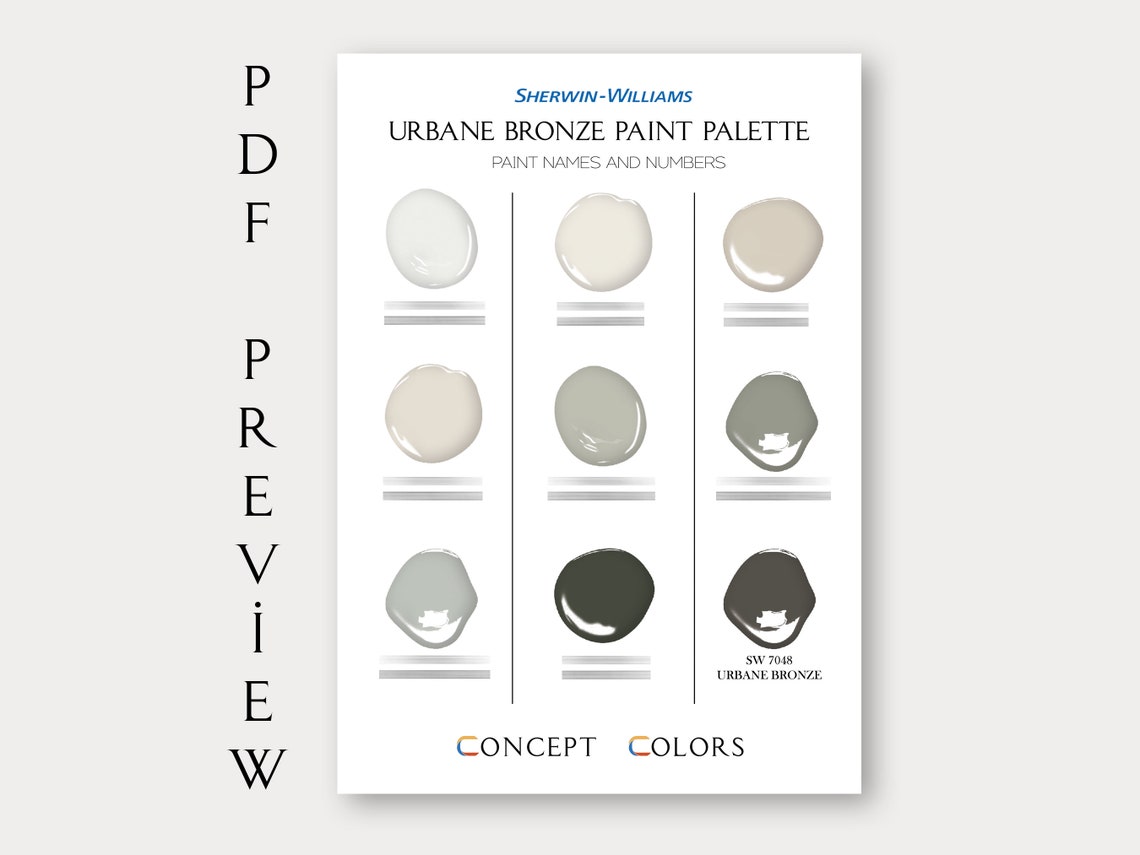Sherwin Williams Urbane Bronze Complementary Paint Palette - Etsy