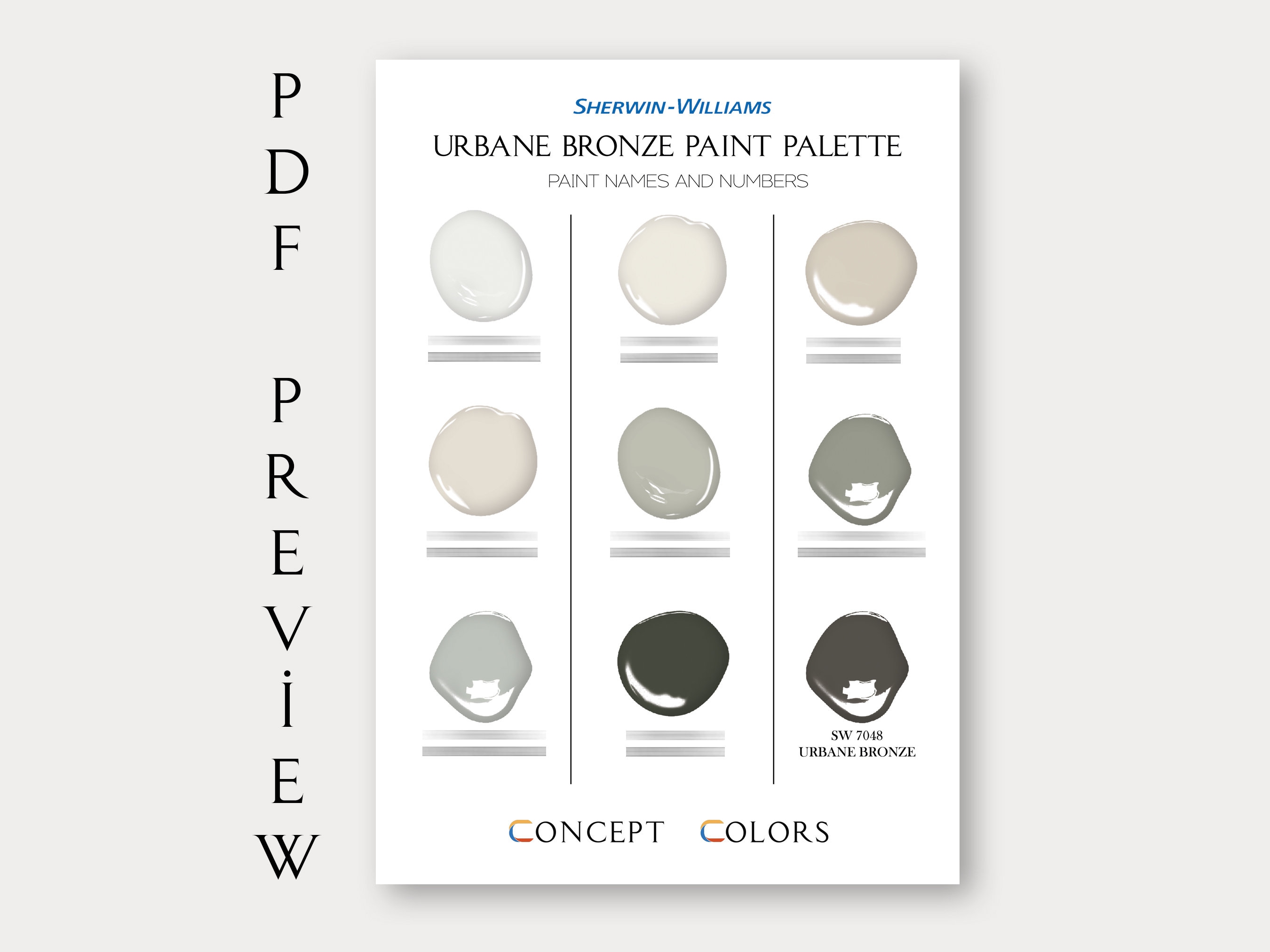 Sherwin Williams Urbane Bronze Complementary Paint Palette - Etsy