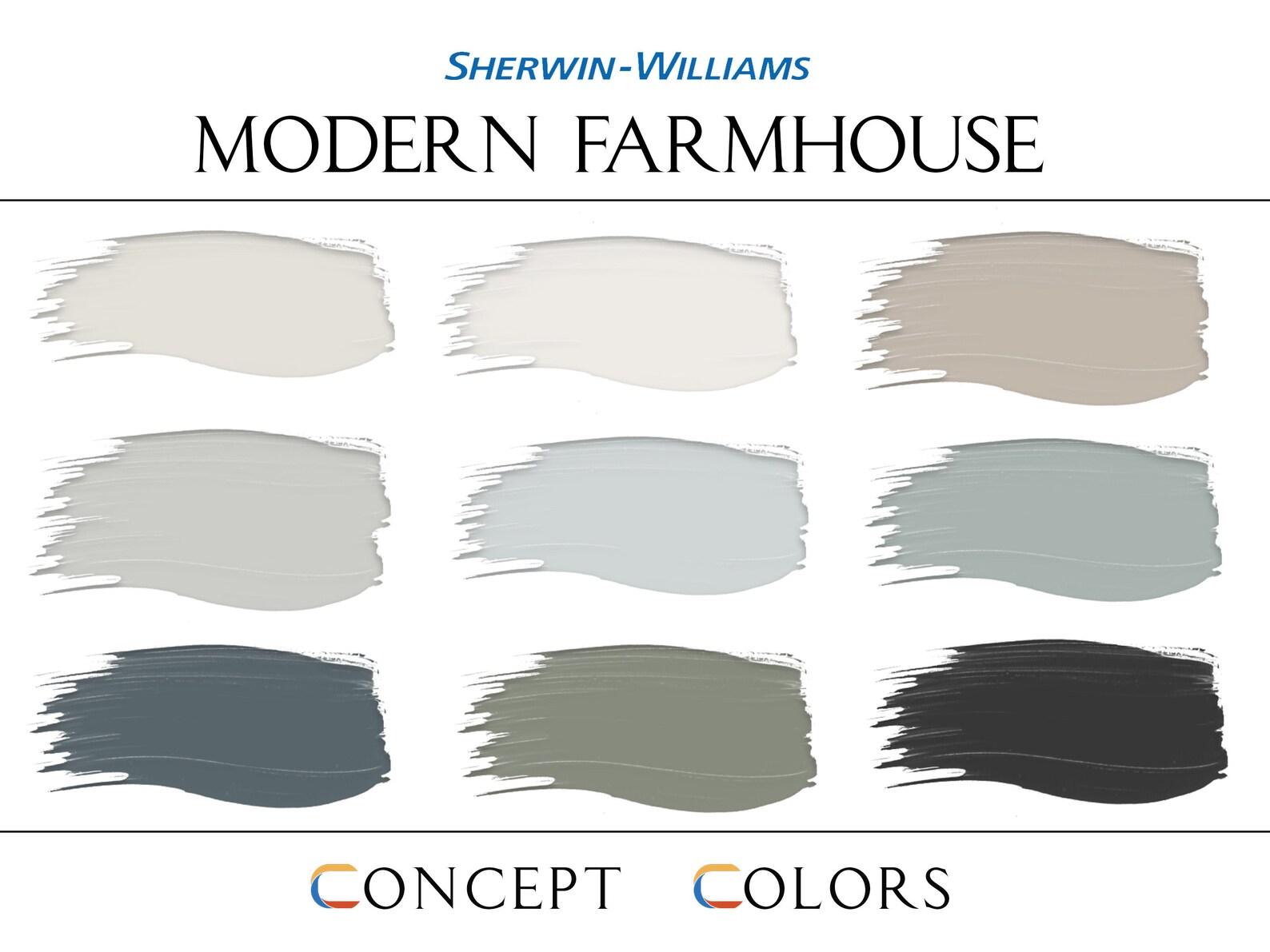 Sherwin Williams Modern Farmhouse Paint Palette Modern - Etsy