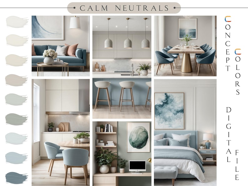 Calm Neutrals Home Paint Palette, Sherwin Williams, Modern Calm ...