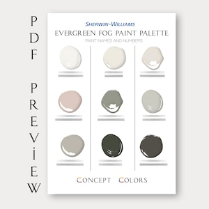Sherwin Williams Evergreen Fog Paint Palette: Whole Home Paint Colors ...