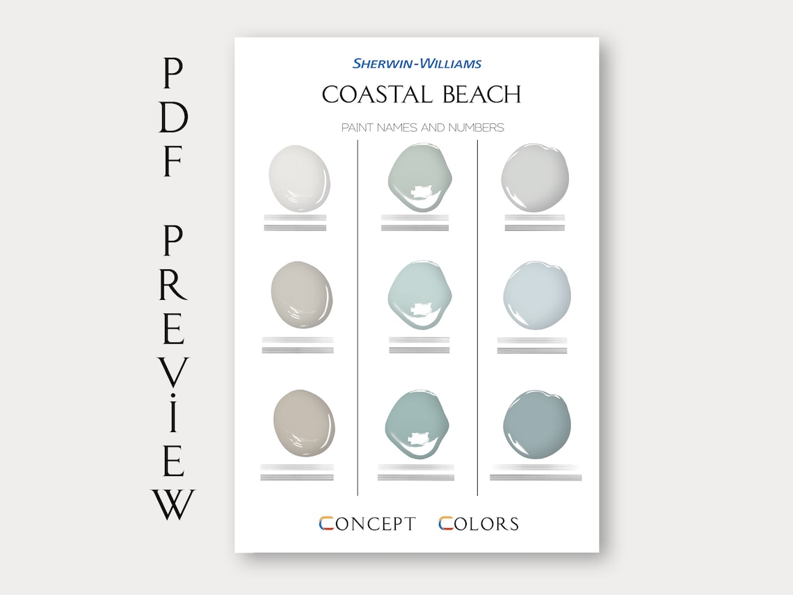 Sherwin Williams Coastal Beach Paint Palette Coastal Beach - Etsy