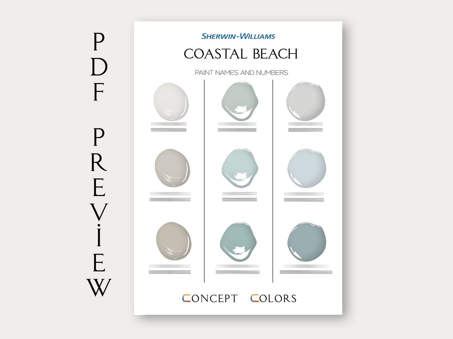Sherwin Williams Coastal Beach Paint Palette Coastal Beach - Etsy