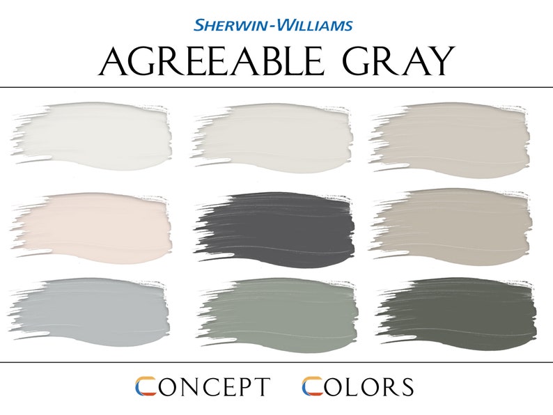 Sherwin Williams Agreeable Gray Paint Palette Coastal Paint - Etsy