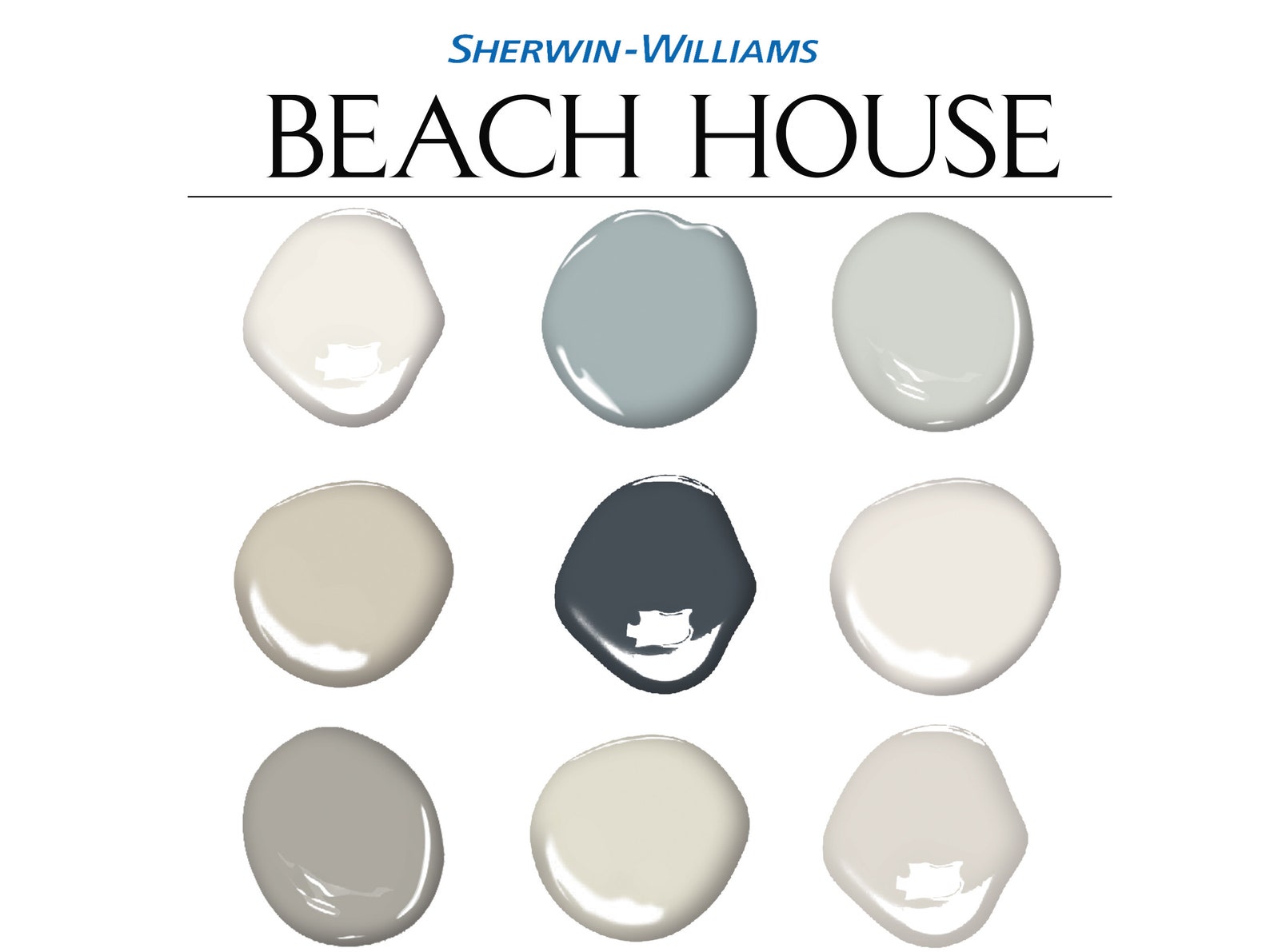 Sherwin-williams Beach House Paint Palette Coastal Paint - Etsy