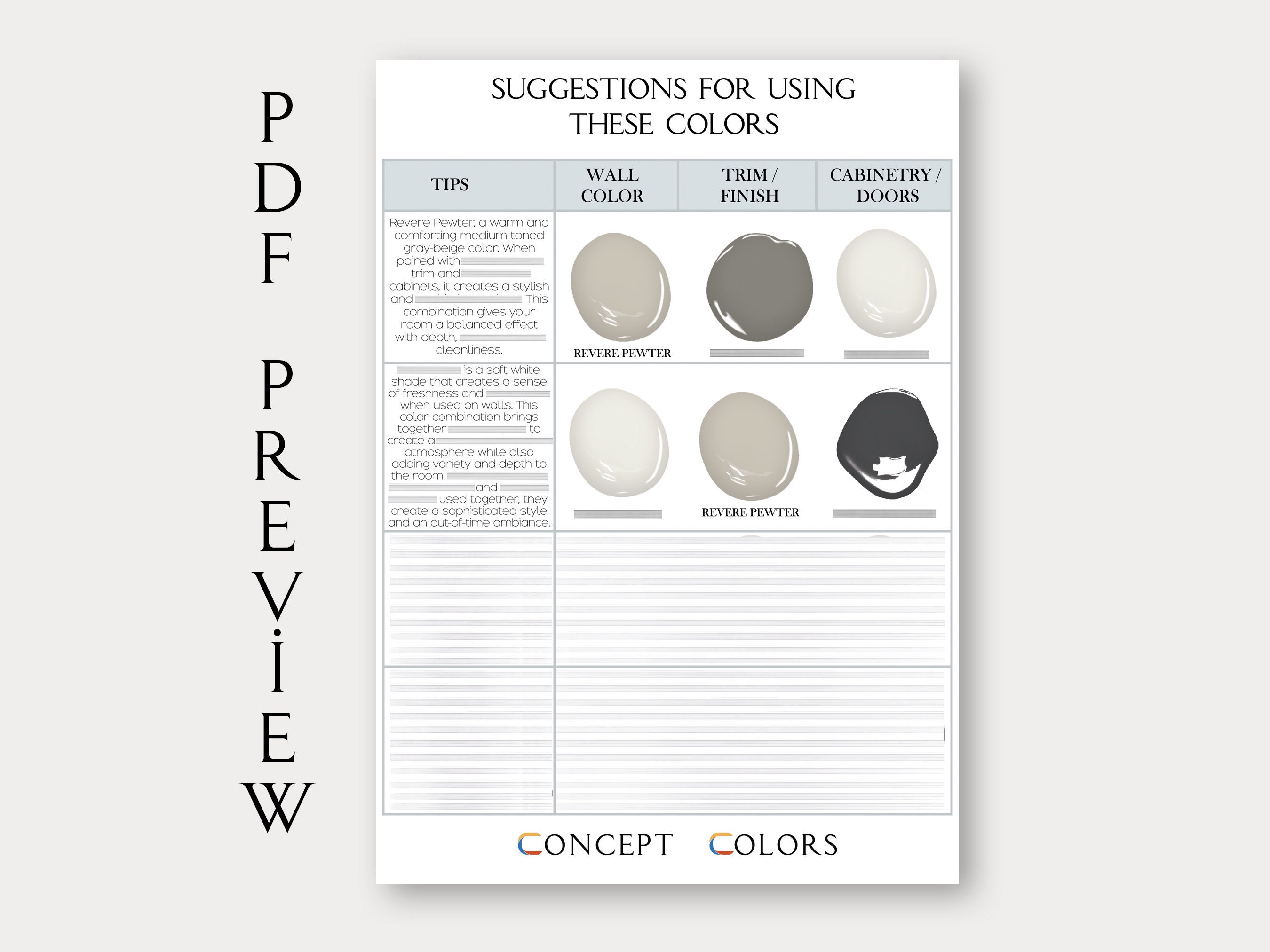 Revere Pewter Paint Palette, Benjamin Moore, Natural Colors, Revere ...