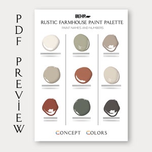 Rustic Farmhouse Paint Palette Behr Paint Guide Whole House - Etsy