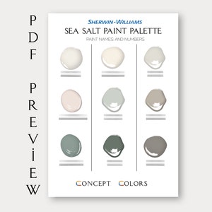 Sherwin Williams Sea Salt Palette, Coastal Palette, Fresh Color Palette ...