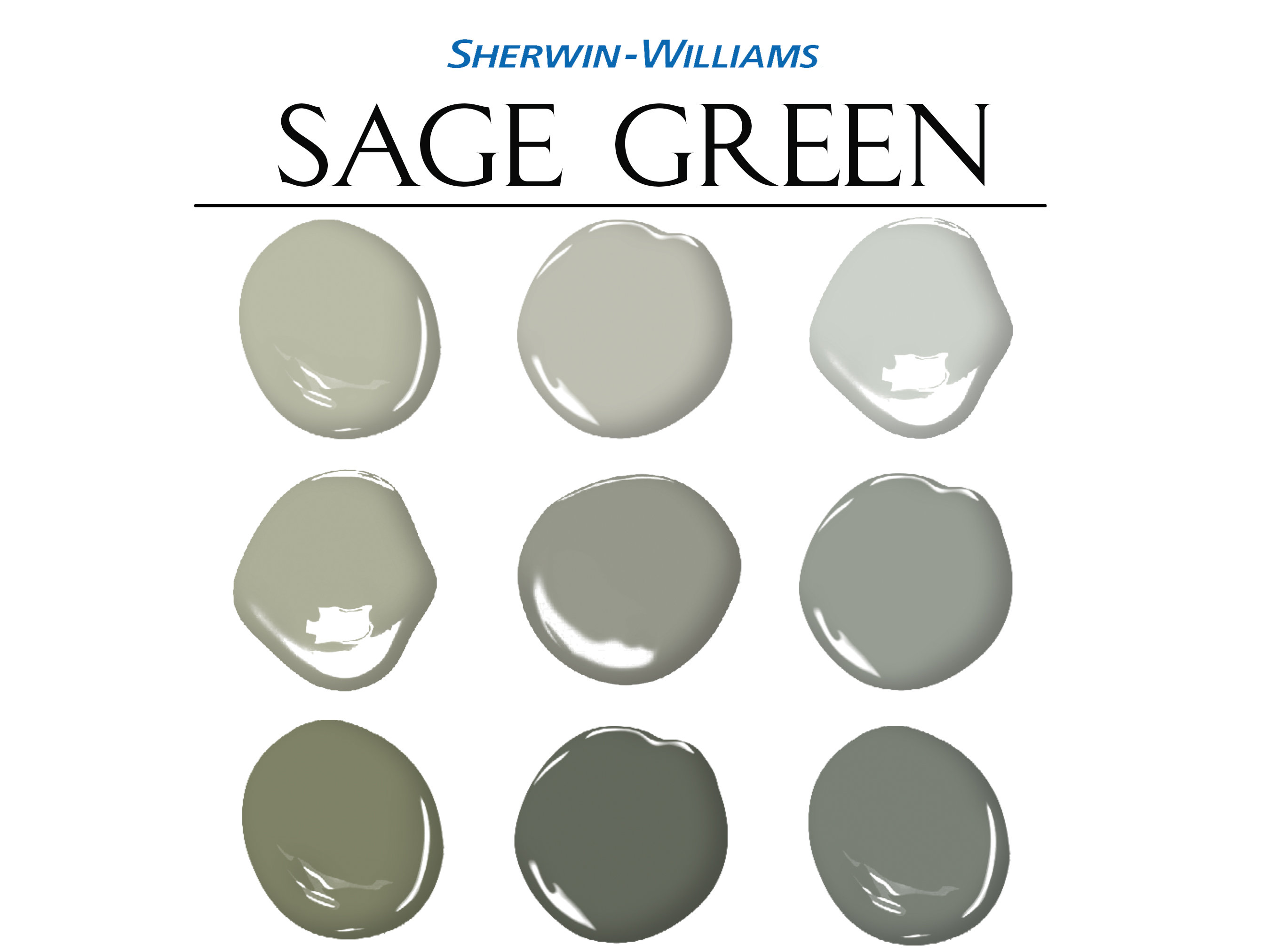 Sage Green Paint Palette Sherwin Williams Whole House Paint - Etsy UK