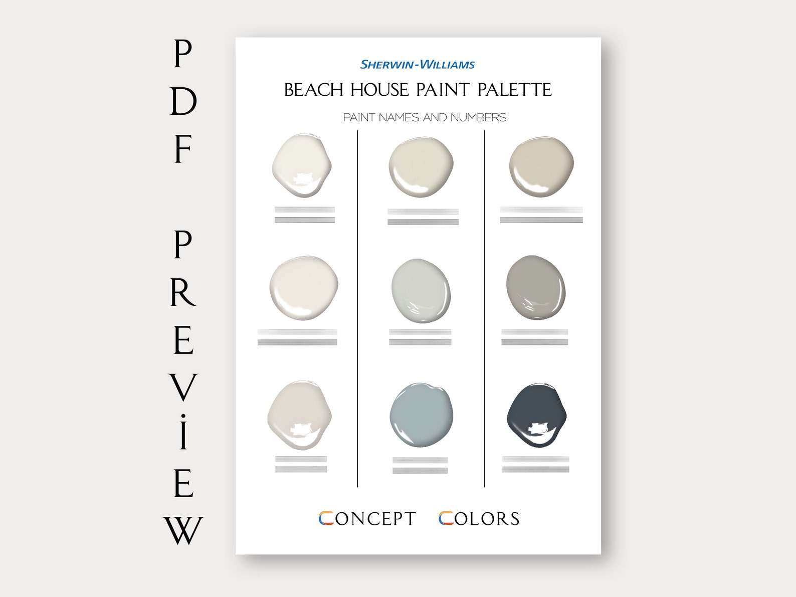 Sherwin Williams Beach House Paint Palette Coastal Paint - Etsy