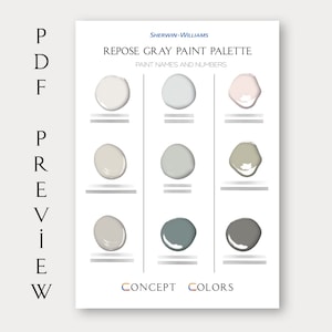 Repose Gray Color Palette, Sherwin Williams, Whole House Paint, Neutral ...