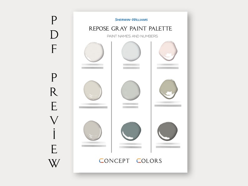 Repose Gray Color Palette, Sherwin Williams, Whole House Paint, Neutral ...