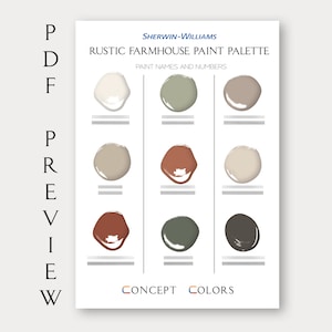 Rustic Farmhouse Paint Palette Sherwin Williams Whole House - Etsy