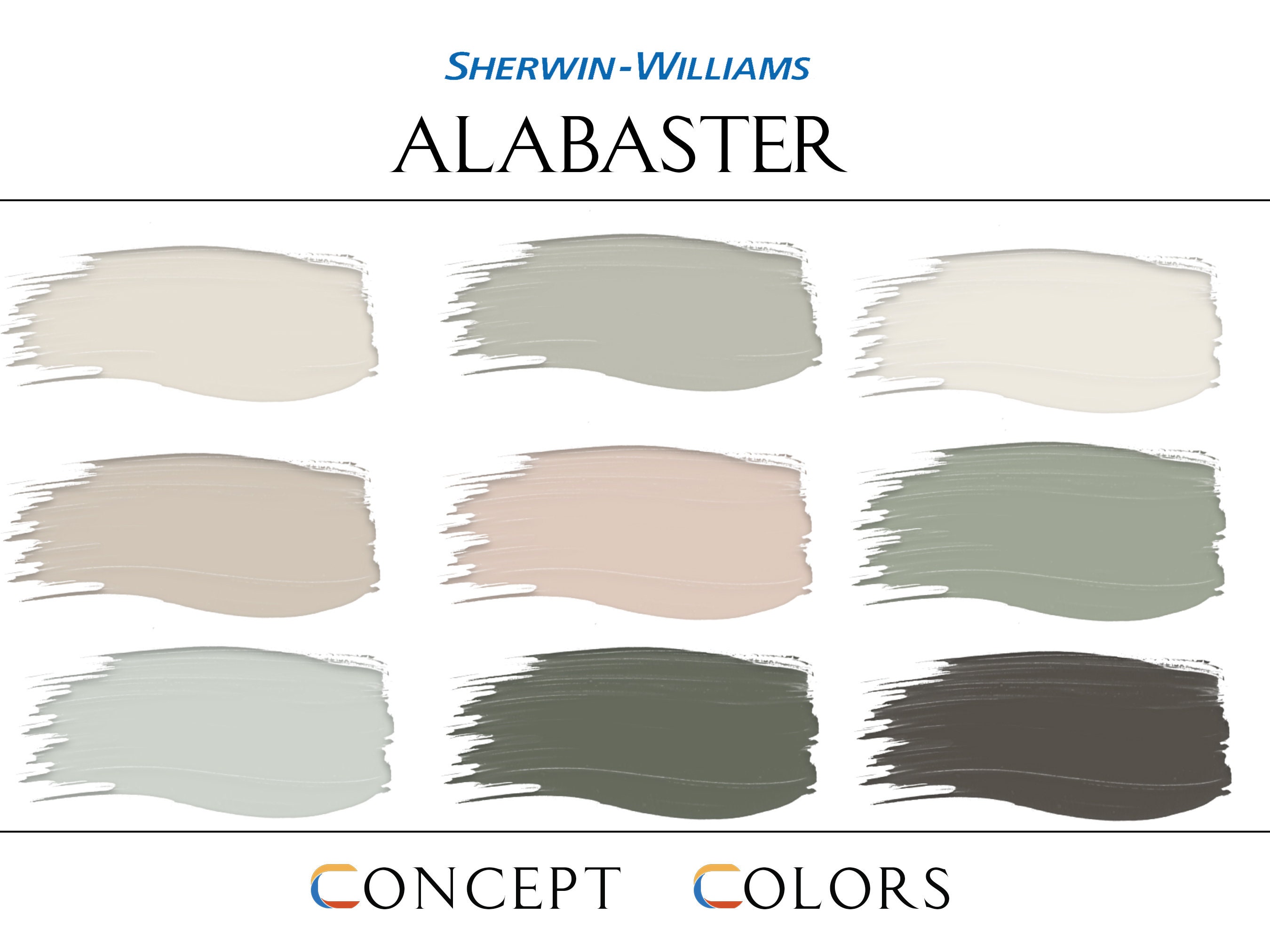 Sherwin Williams Alabaster Paint Palette Complementary Whole - Etsy