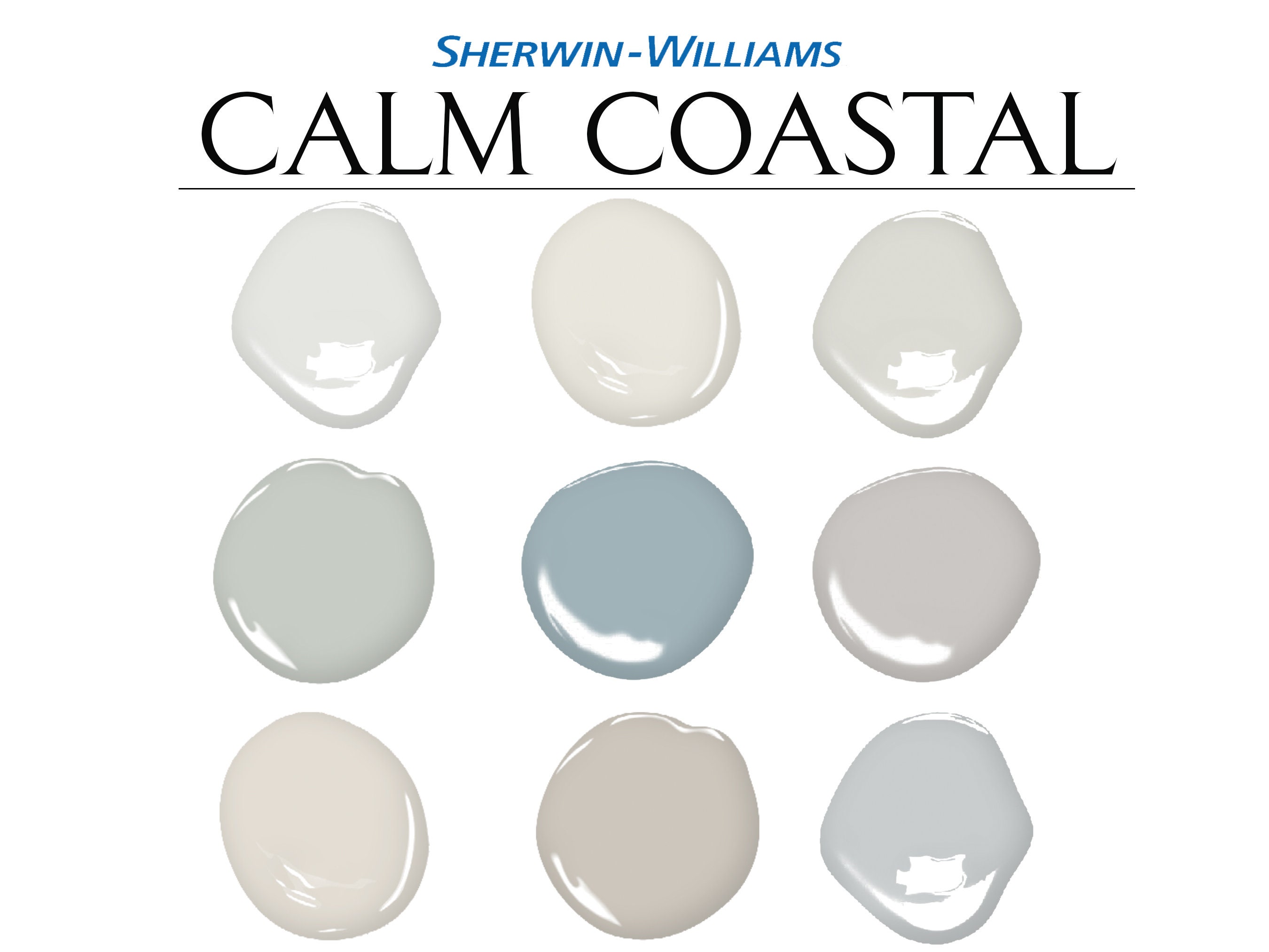 Sherwin Williams Calm Coastal Paint Palette: Whole House Paint Colors ...
