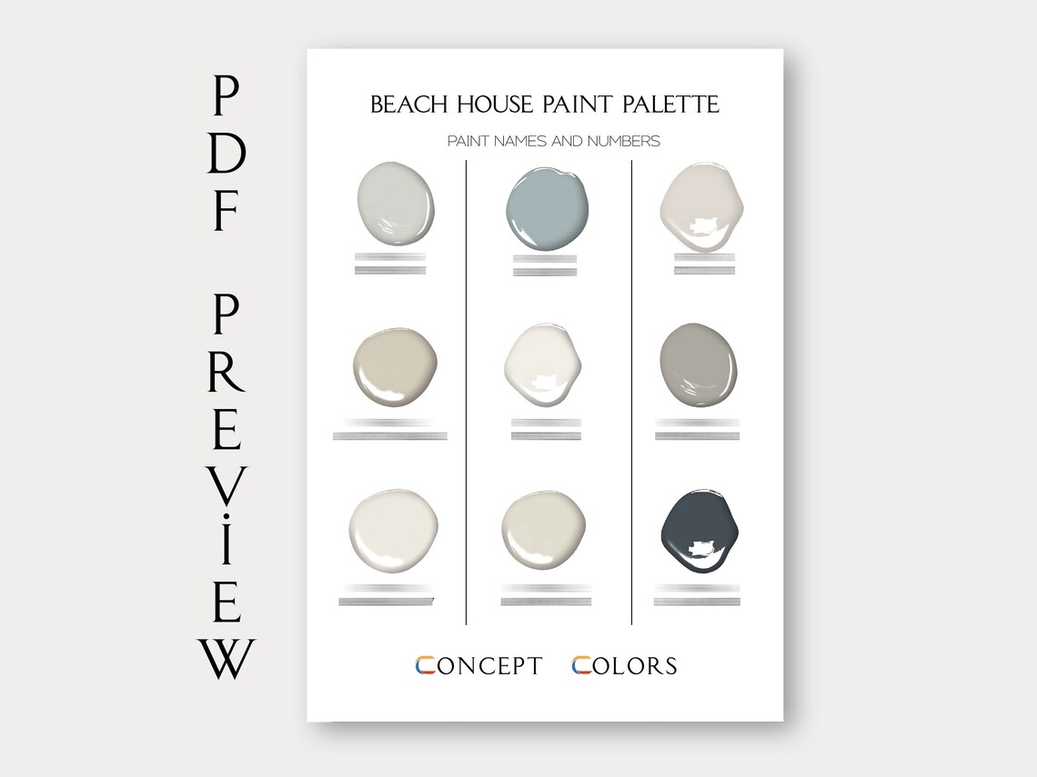 Sherwin-williams Beach House Paint Palette Coastal Paint - Etsy