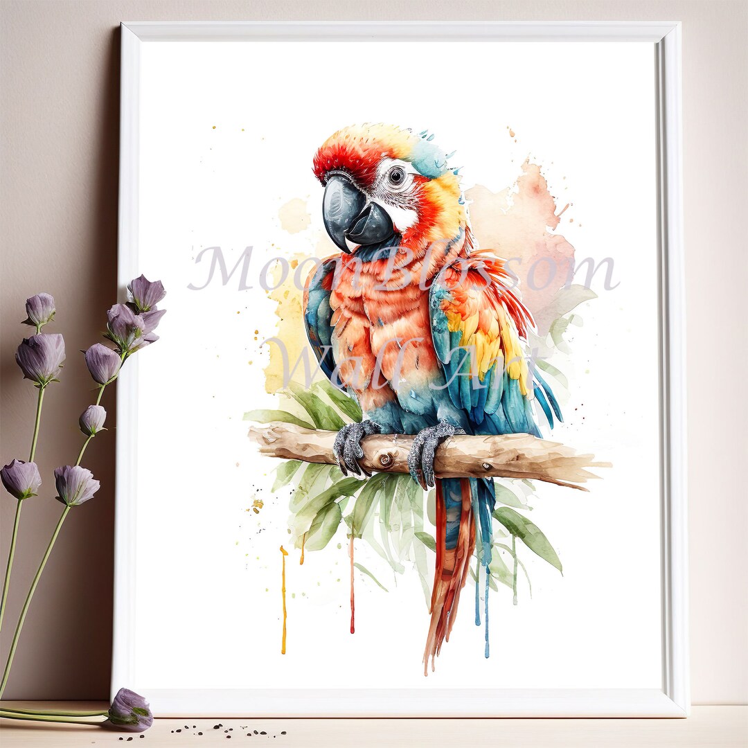 Scarlett Macaw Printable Art / Parrot Wall Art Print / Macaw ...