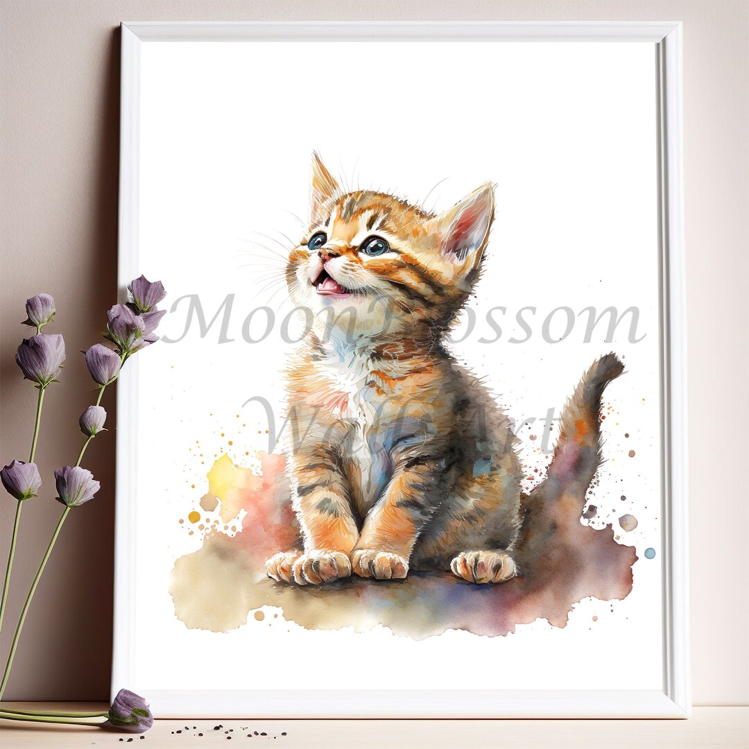 Cute Cat Animal Print / Cat / Watercolor Decor / Contemporary Animal ...