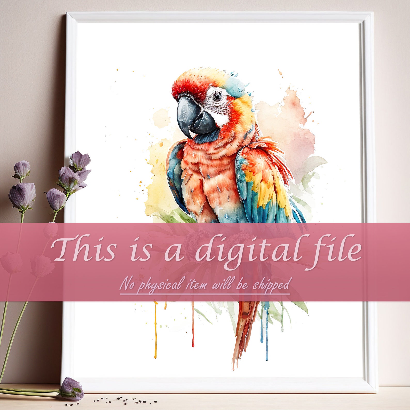 Scarlett Macaw Printable Art / Parrot Wall Art Print / Macaw ...