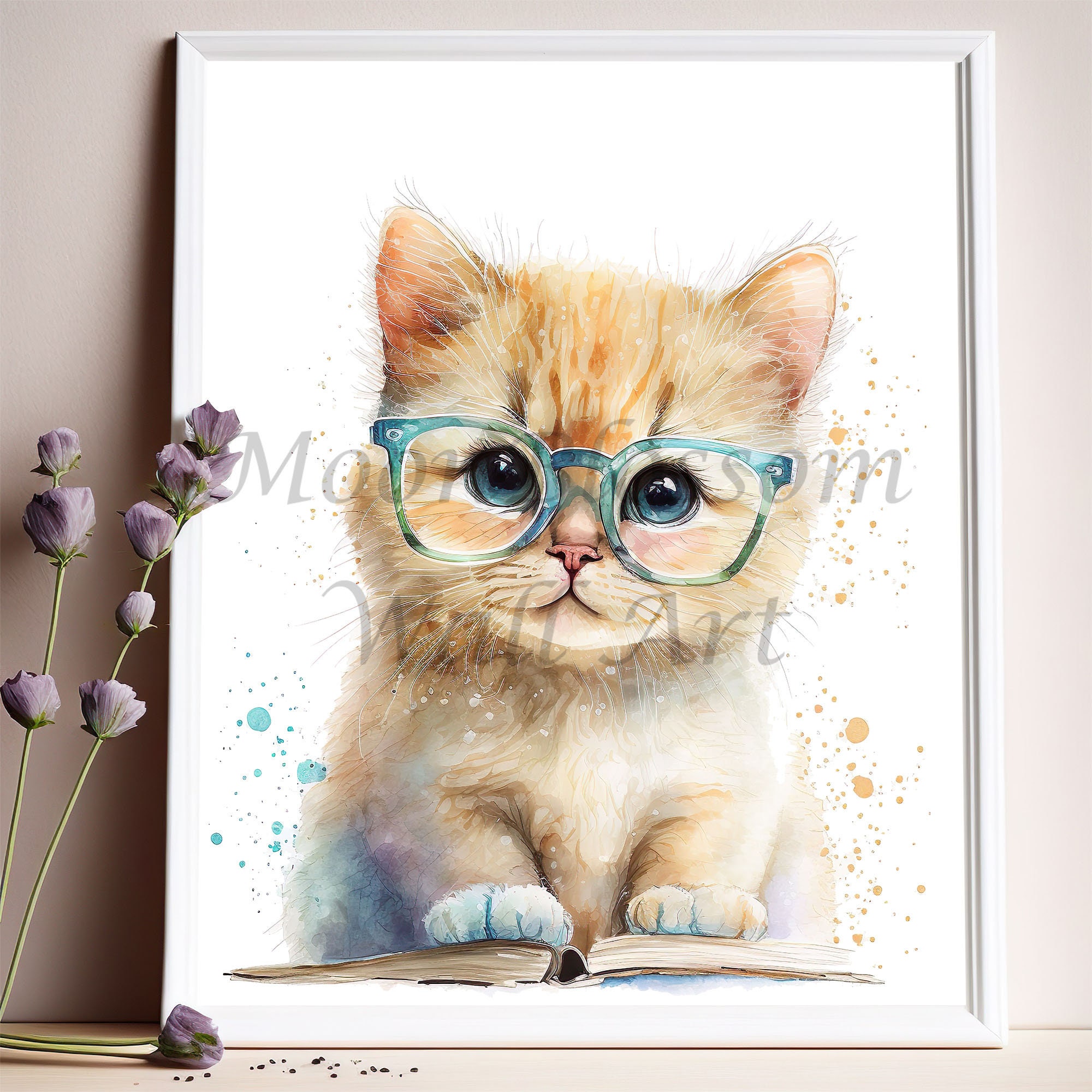 Cat Wearing Glasses Wall Art, Cat Art Prints - Etsy